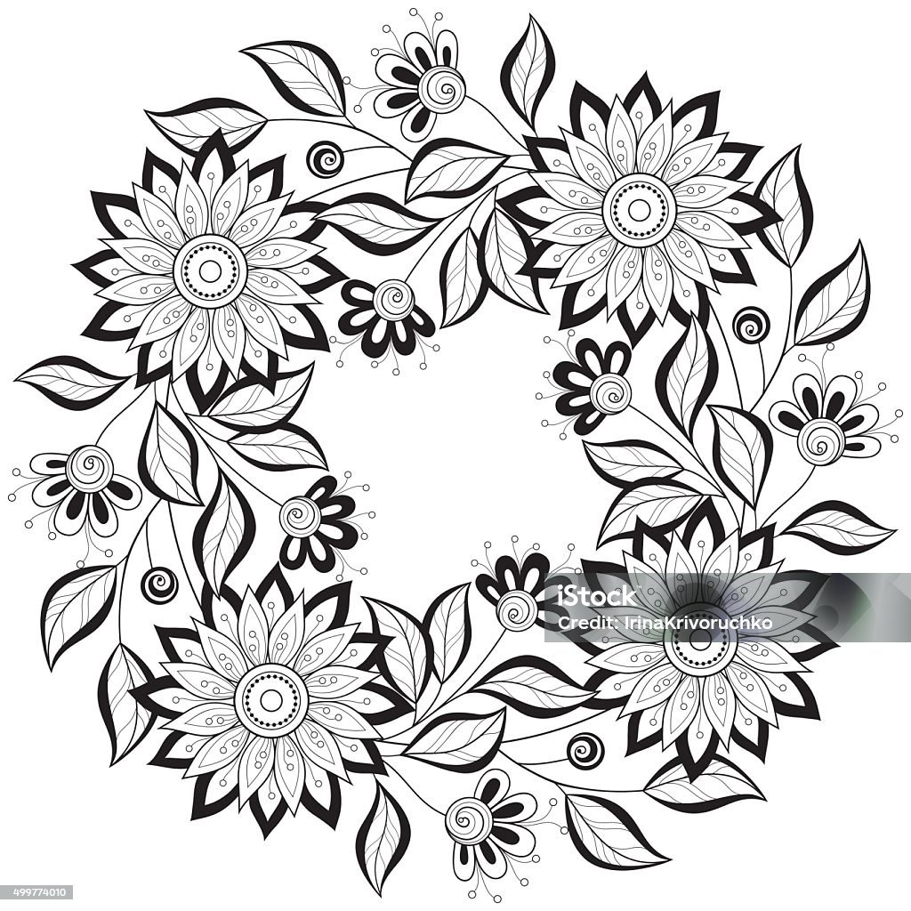 Vector Monochrome Floral Background Stock Illustration Download Image