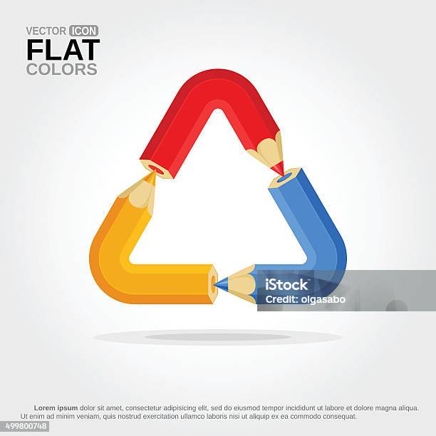 Colored Pencils Shaped As A Triangle Primary Colors向量圖形及更多一組物體圖片 Istock