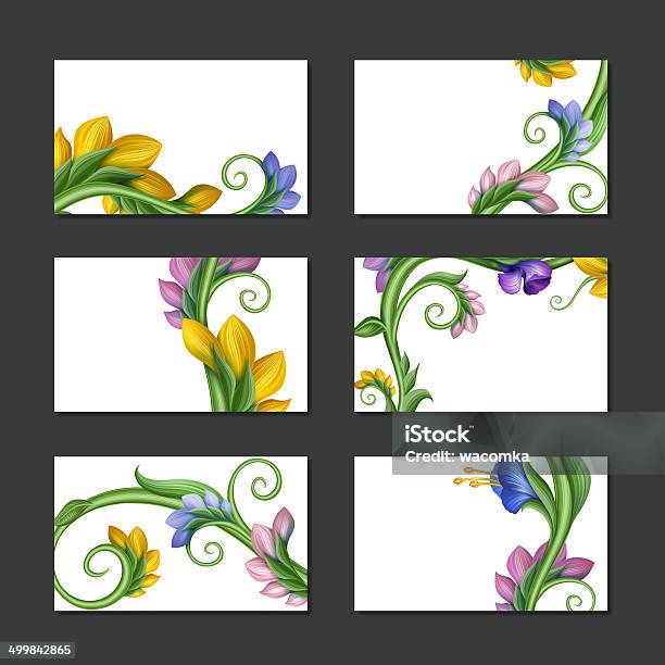 Label Bunga Musim Semi Dan Spanduk Koleksi Template Ilustrasi Stok