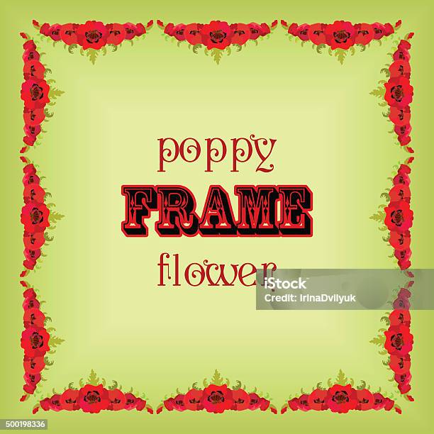 Bingkai Dengan Bunga Poppy Merah Karangan Bunga Dan Daun Desain Bunga