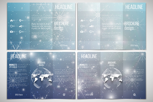 Set Of Trifold Brochure Design Template On Both Sides向量圖形及更多2015年圖片