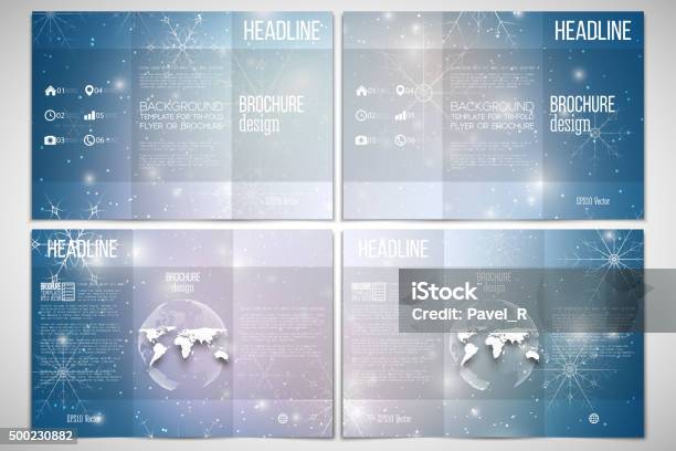 Set Of Trifold Brochure Design Template On Both Sides向量圖形及更多2015年圖片