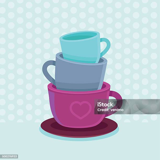 Vector Stack Of Coffee Mugs And Cups向量圖形及更多下午茶圖片 下午茶 咖啡因 意式泡沫咖啡