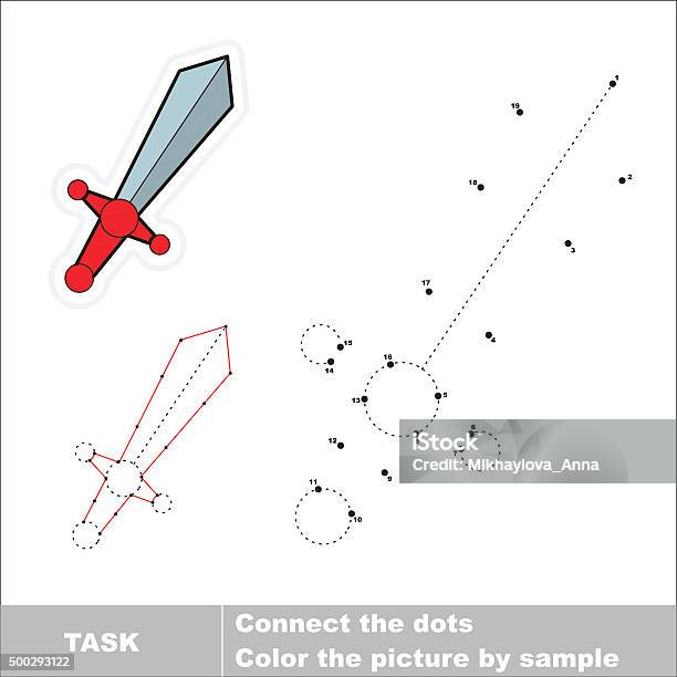 Vector Numbers Game Toy Sword To Be Traced Stock Illustration