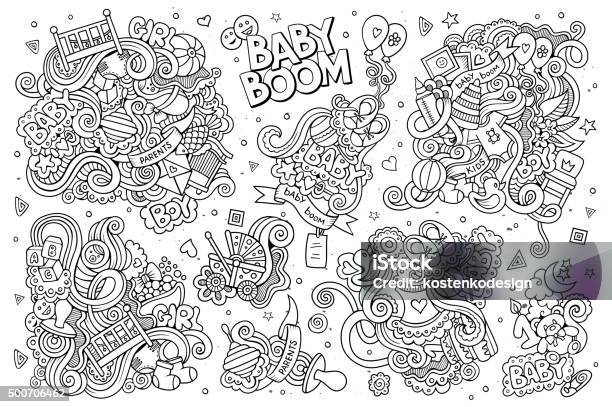 Croquis De Vecteur Dessiné Main Dessin Doodle Ensemble Dobjets Vecteurs