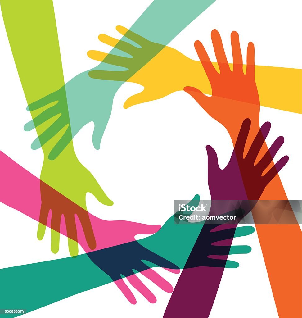 Creative Colorful Hand Connection With Teamwork Stock Illustration ... Creative Colorful Hand Connection With Teamwork Stock Illustration ...