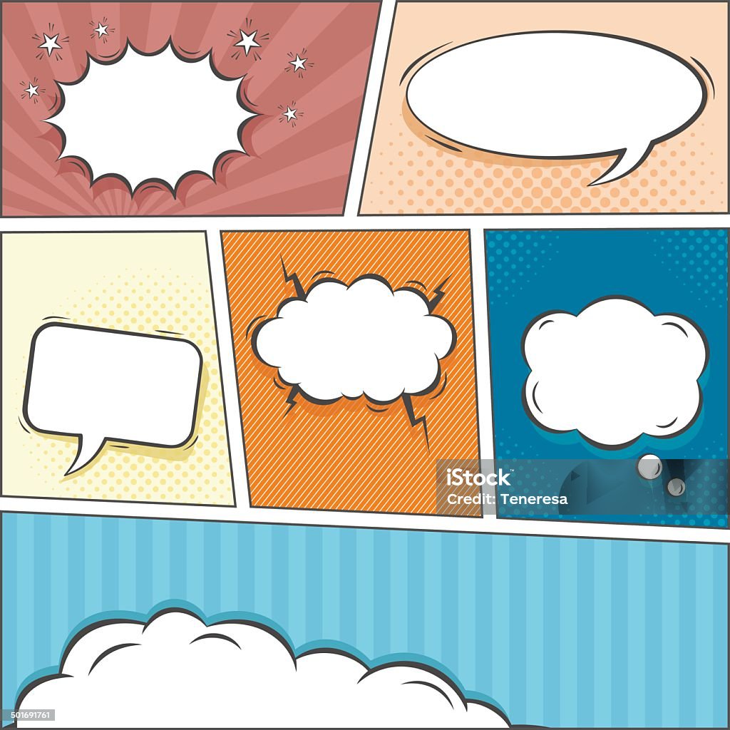 Ilustración De Comic Burbujas De Discurso Vector Fondo Y Más Vectores