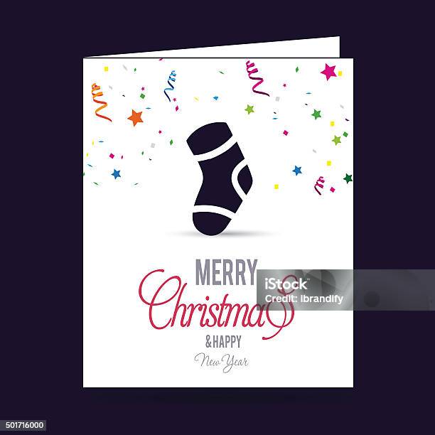 Kartu Kaus Kaki Natal Karnaval Dengan Banyak Confetti Dan Streamer