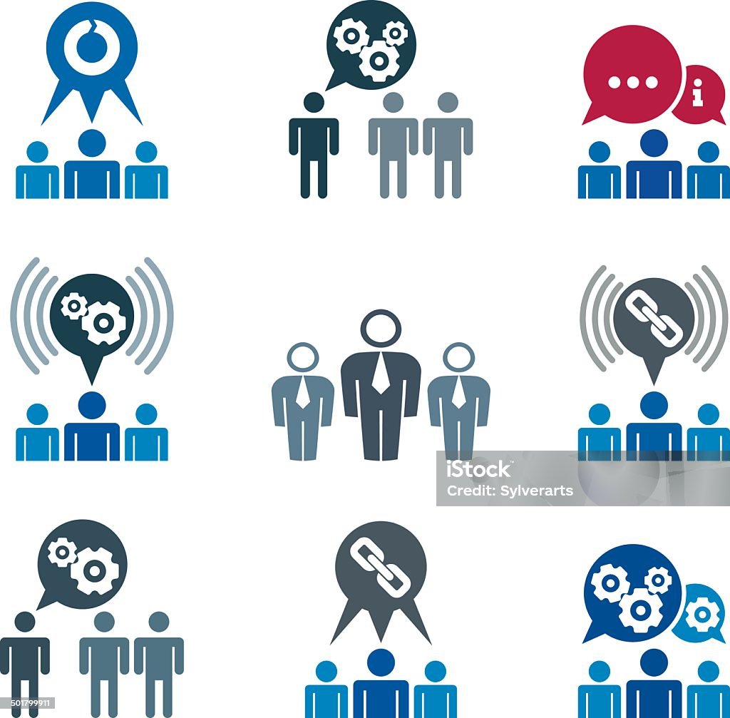 Teamwork And Business Cooperation Theme Creative Vector Icons Se Stock