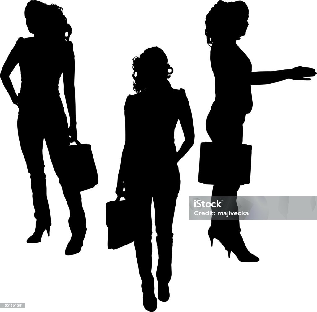 Ilustración De Vector Siluetas De Mujer De Negocios Y Más Vectores Libres De Derechos De A La