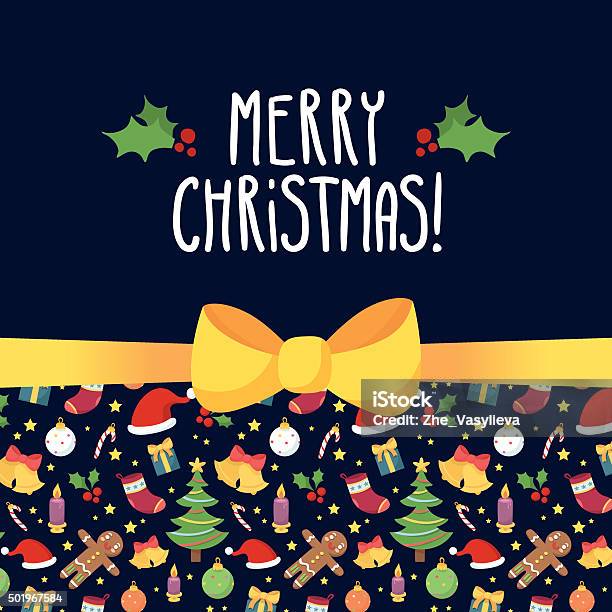 Vector Natal Kartu Ucapan Desain Template Dengan Simbol Liburan