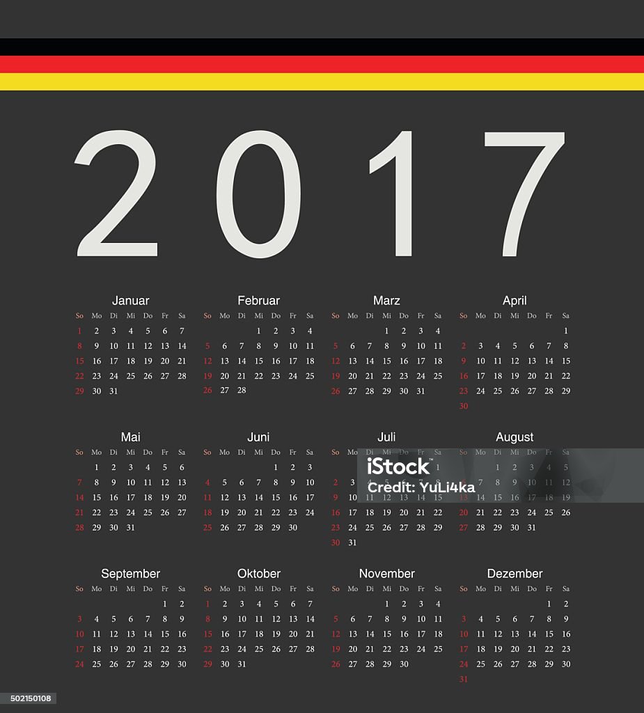 Square Black German 2017 Year Vector Calendar Stock Illustration ... Square Black German 2017 Year Vector Calendar Stock Illustration ...