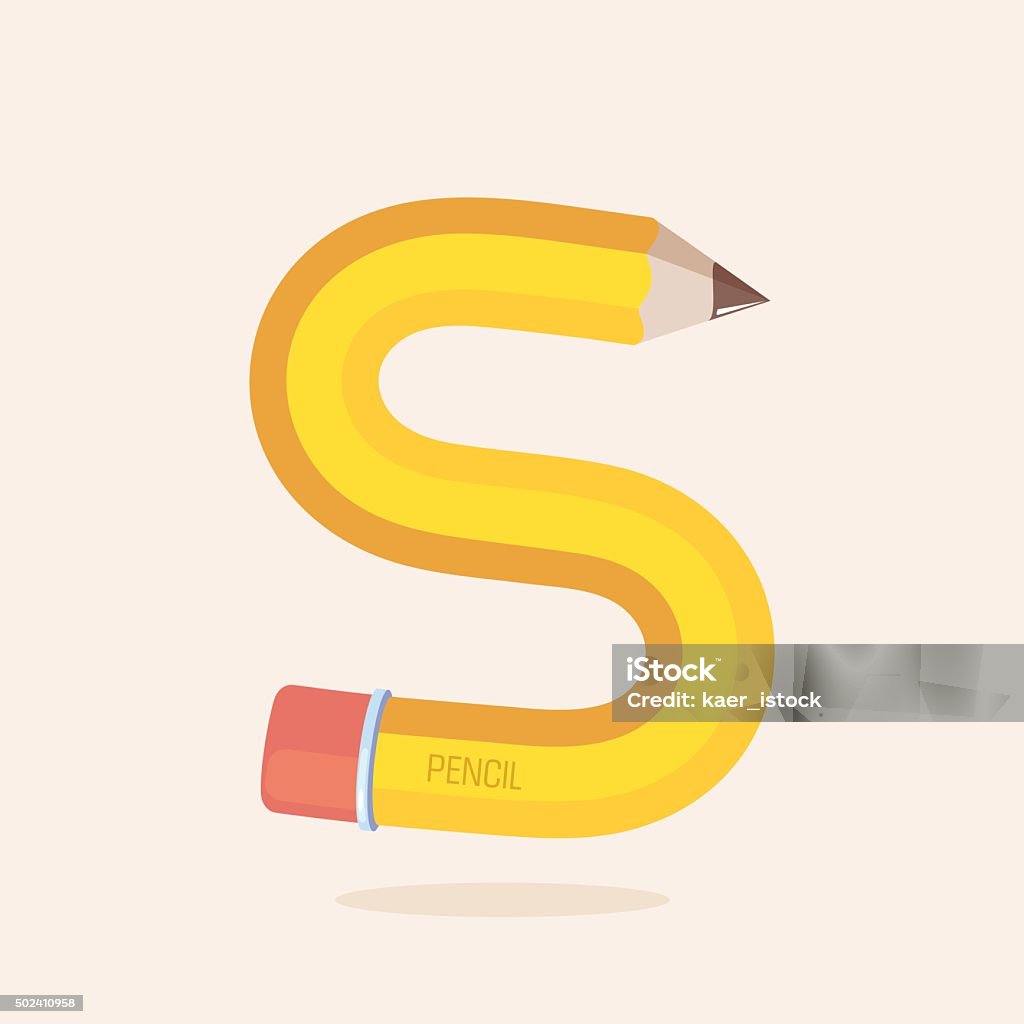 S Letter 아이콘크기 생성됩니까 수원별 연필 교육에 대한 스톡 벡터 아트 및 기타 이미지 교육 노랑 단일 이미지