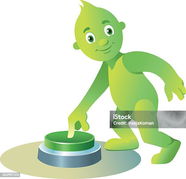 Cartoon Man Pushing Green Button Stock Illustration - Download Image ... Cartoon Man Pushing Green Button Stock Illustration - Download Image ...