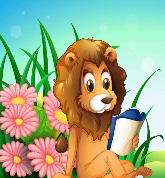 Lion Reading A Book Clipart