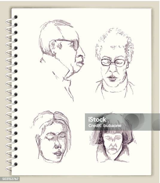 Peoples 얼굴 그리기 예술직 Sketcbook 로열티 무료 벡터 아트 개념에 대한 스톡 벡터 아트 및 기타 이미지 개념