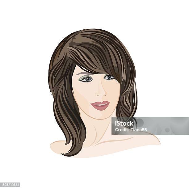Ilustración De Chica Con Largo Cabello Negro Vector Y Más Vectores