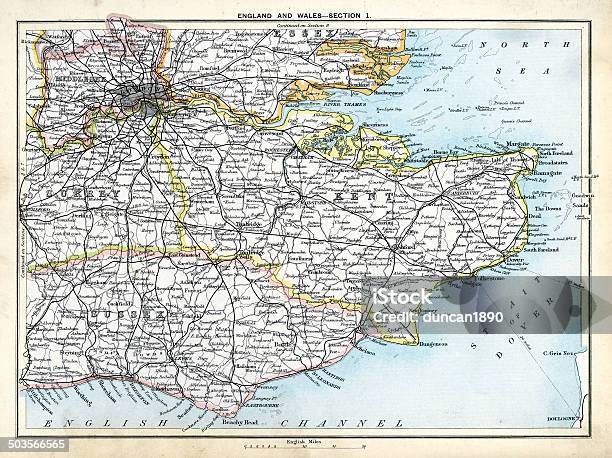 Carte Antique Du Sudest De Langleterre Vecteurs Libres De Droits Et