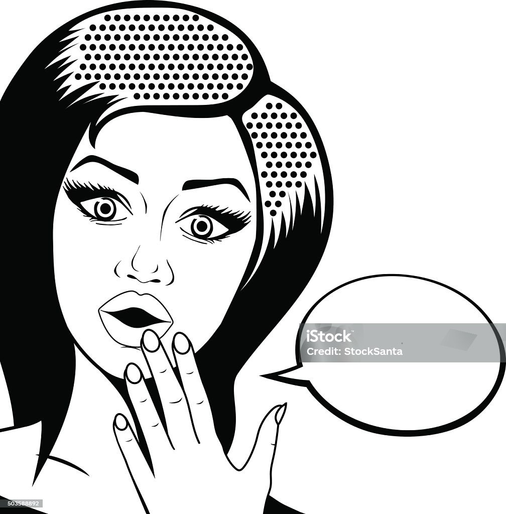 Vector Popart Surprised Woman With Open Mouth And Speech Bubble Stock Illustration Download