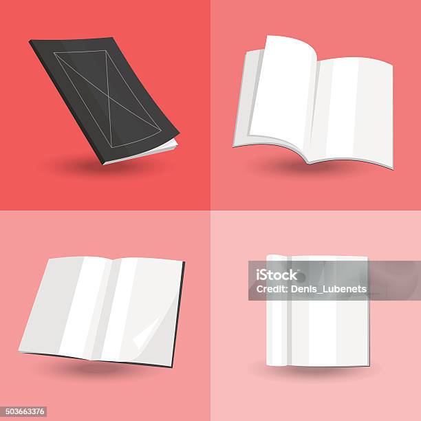 Blanks Magazines Template On Color Background With Soft Shadows Stock