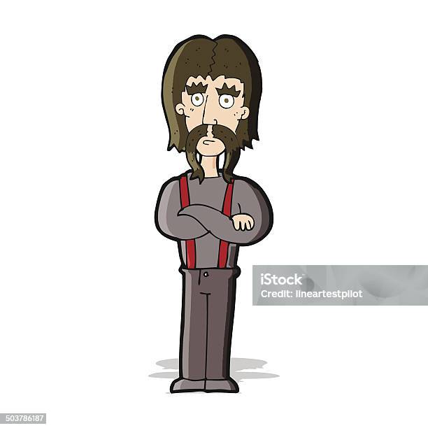 Cartoon Long Mustache Man With Folded Arms向量圖形及更多上唇鬍鬚圖片 上唇鬍鬚 剪貼畫