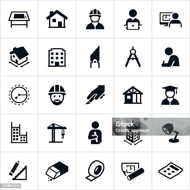 Architecture Icons向量圖形及更多圖示圖片 圖示 建築師 建築業 Istock