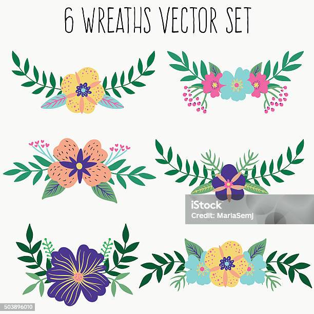 Wreaths 벡터 설정합니다 0명에 대한 스톡 벡터 아트 및 기타 이미지 0명 갈란드 장식품 귀여운 Istock