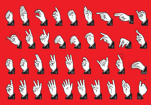 1 400 Sign Language Alphabet Illustrations Royalty Free Vector