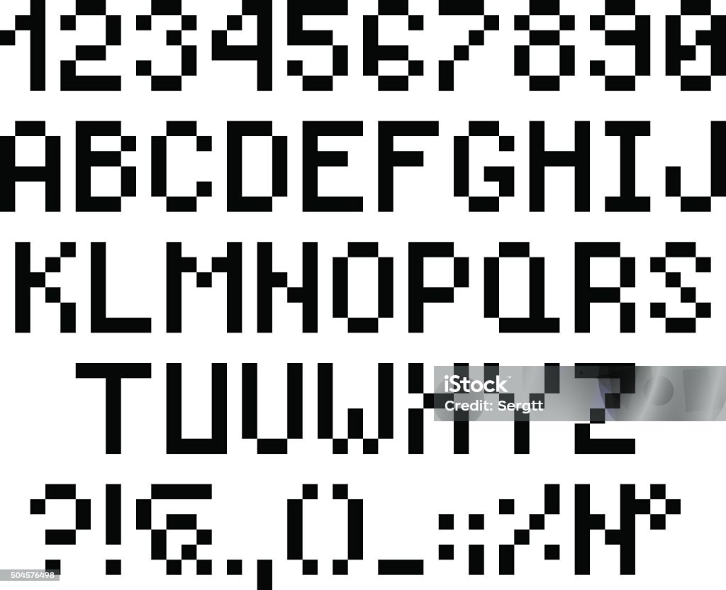 Pixel Letters And Numbers Alphabet Font向量圖形及更多一組物體圖片 一組物體 互聯網 信