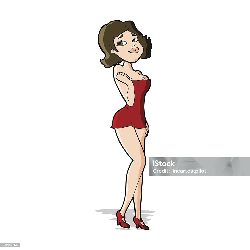 Cartoon Attractive Woman In Short Dress Stock Illustration Download Image Now Adult