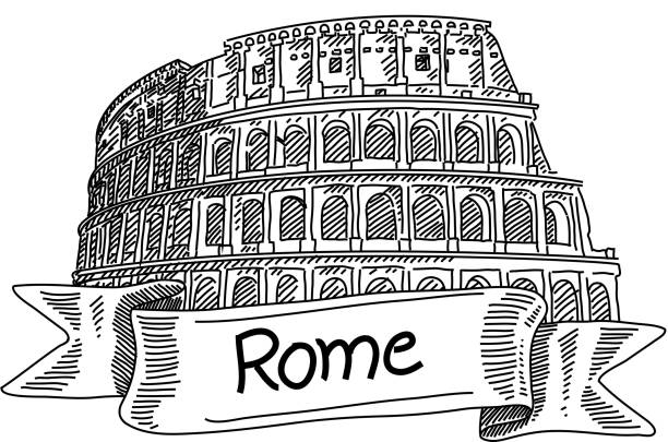 Roman Colosseum Drawing Step By Step