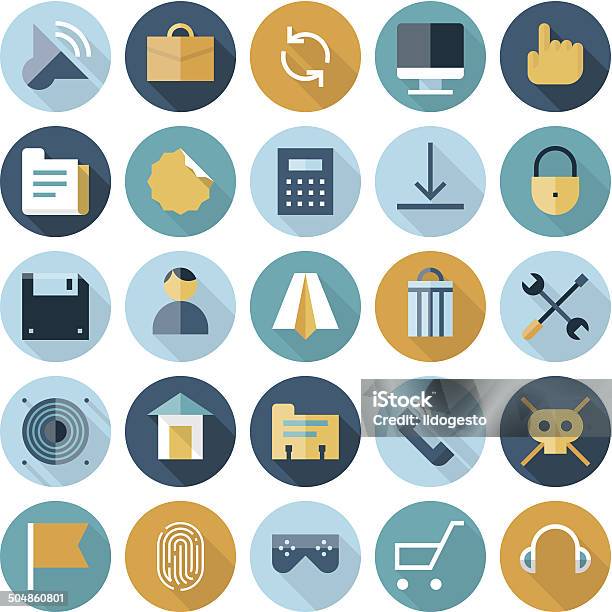 Flat Design Icons For User Interface向量圖形及更多brand Name Video Game圖片