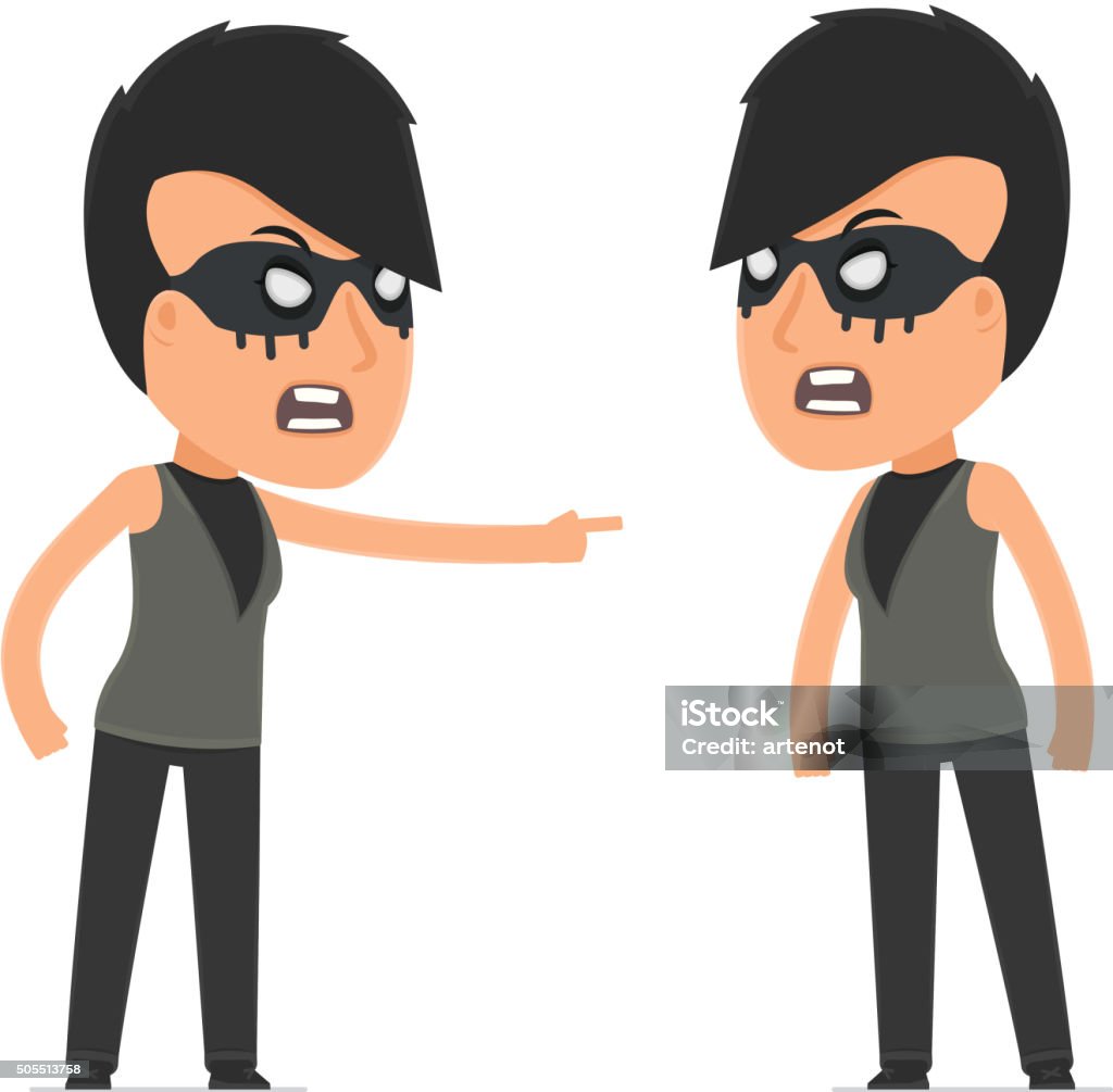 Angry 문자 아웃사이더 여자아이 업무의 직권 남용 사례 적발 및 Accuses 그의 동반자 0명에 대한 스톡 벡터 아트 및