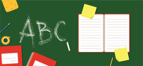 Abc 편지들이 서면 분필 녹색 Blackboard 교육에 대한 스톡 벡터 아트 및 기타 이미지 교육 노랑 녹색 Istock
