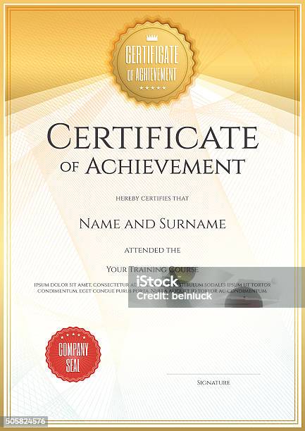 Certificate Of Achievement Template In Vector向量圖形及更多證書圖片 證書 保安 做好