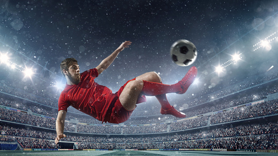 Soccer Player 발길질 공 축구에 대한 스톡 사진 및 기타 이미지 축구 슛 스포츠 축구공 Istock
