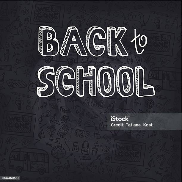 Back To School 공급 스케치 Chalkboarddoodles 배경으로 가방에 대한 스톡 벡터 아트 및 기타 이미지