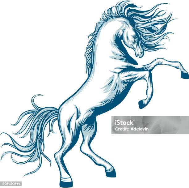 Gtaphic 스타일 Prancing 말 말에 대한 스톡 벡터 아트 및 기타 이미지 말 문신 휘장 Istock