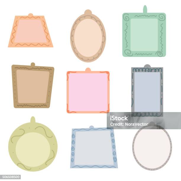 Vector Illustration Of Frames Set向量圖形及更多古董圖片 古董 唱片 模擬音頻 圖畫 藝術品