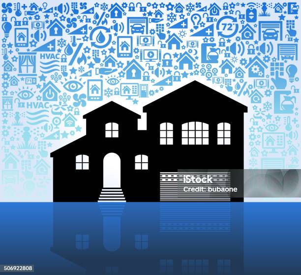 Private House On Home Automation And Security Vector Background向量圖形及更多一