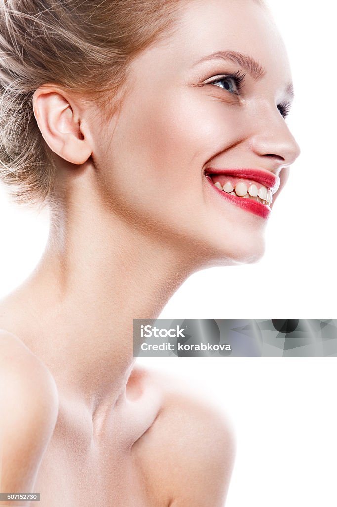 Beauty Woman Beautiful Young Female Portrait Isolated On White