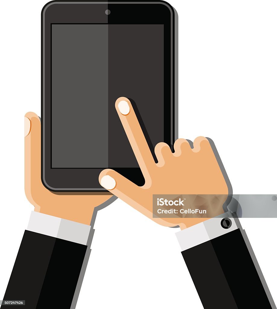 Hands Holding Mobile Phone Flat Design Stock Illustration Download