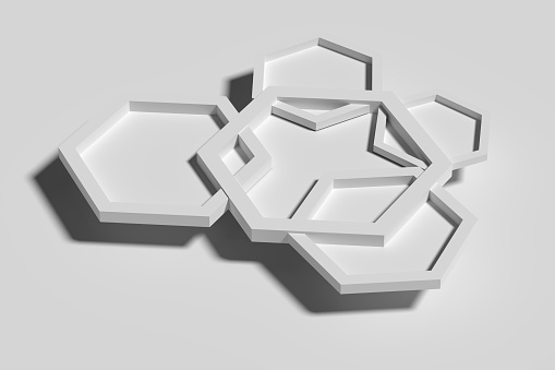 5 인명별 3차원 Hexagons On 흰색 배경 0명에 대한 스톡 사진 및 기타 이미지 0명 3차원 형태 각도 Istock