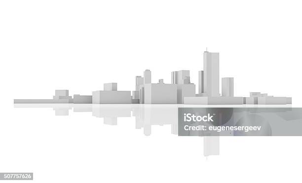 Cakrawala Pemandangan Kota Modern Yang Abstrak Model 3 D Foto Stok