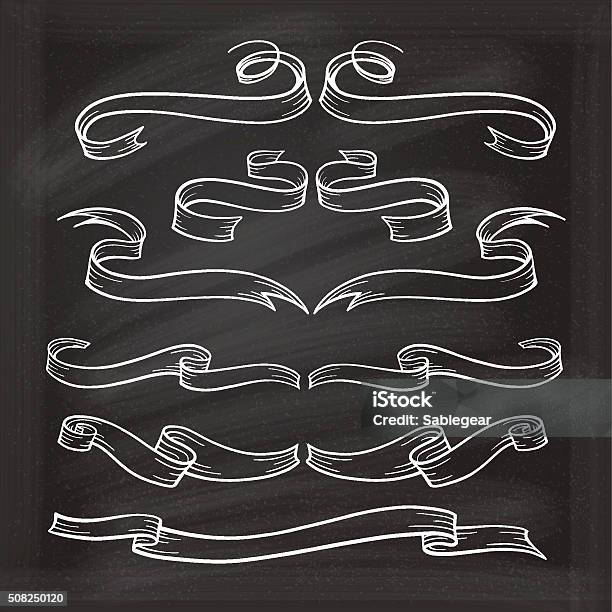 Vector Scrolls Set On The Chalkboard向量圖形及更多具有特定質地圖片 具有特定質地 問候 徽章