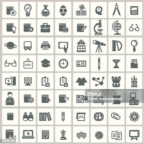 Education And Science Icon Set Black Version Vector向量圖形及更多四方帽圖片 Istock