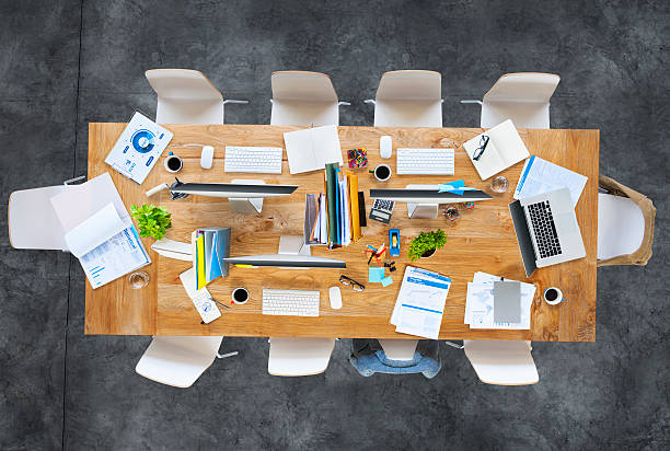 Free Stock Photo of Overhead view of a meeting table with coffee and ...