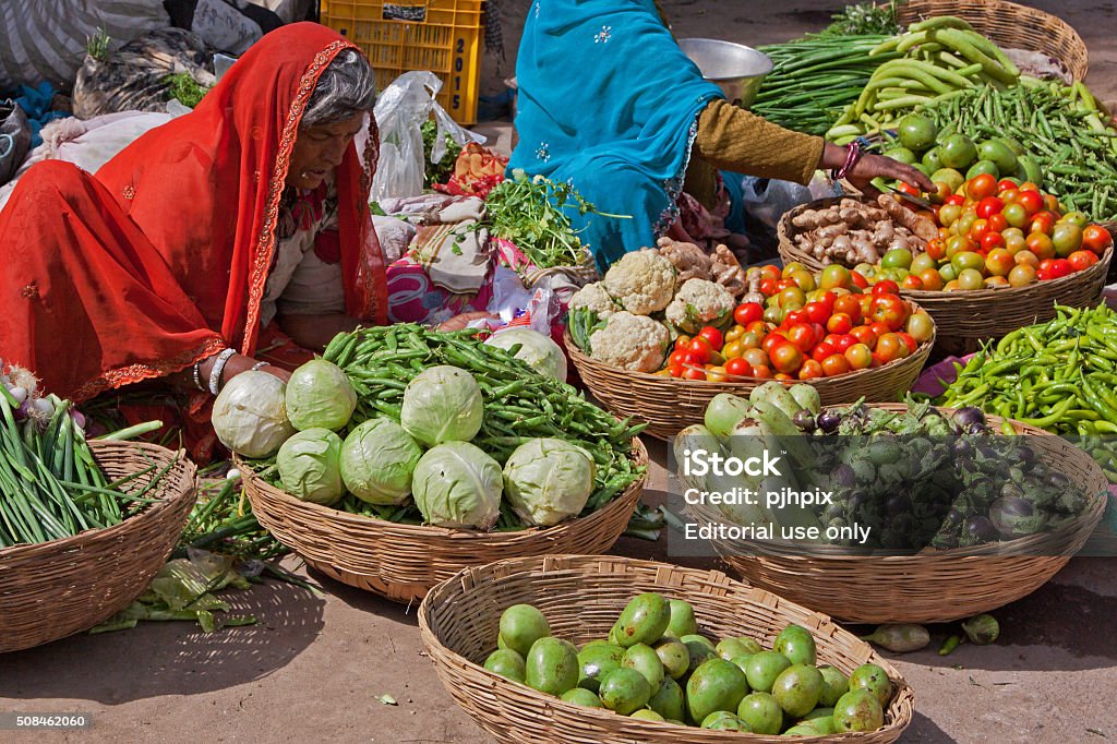 Pedagang Pinggir Jalan Di Pasar Tradisional Di Rajasthan India Foto