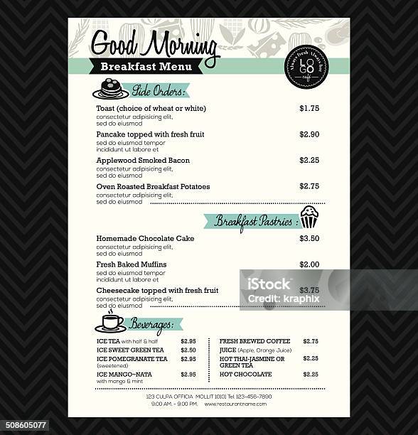 Restaurant Breakfast Menu Design Template Layout向量圖形及更多餐牌圖片 餐牌 模板