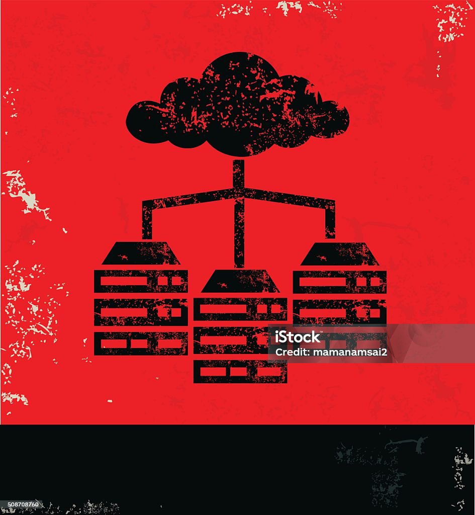 Cloud Computing Database Design On Red Background Vector Stock